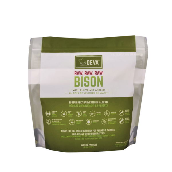 RAW, RAW, RAW Bison - Freeze-Dried Dog Food 8 pack - QEVA